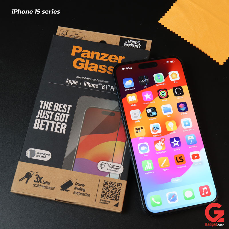 ฟิล์มกระจก iPhone 15 Pro PanzerGlass Ultra Wide fit with Applicator ...